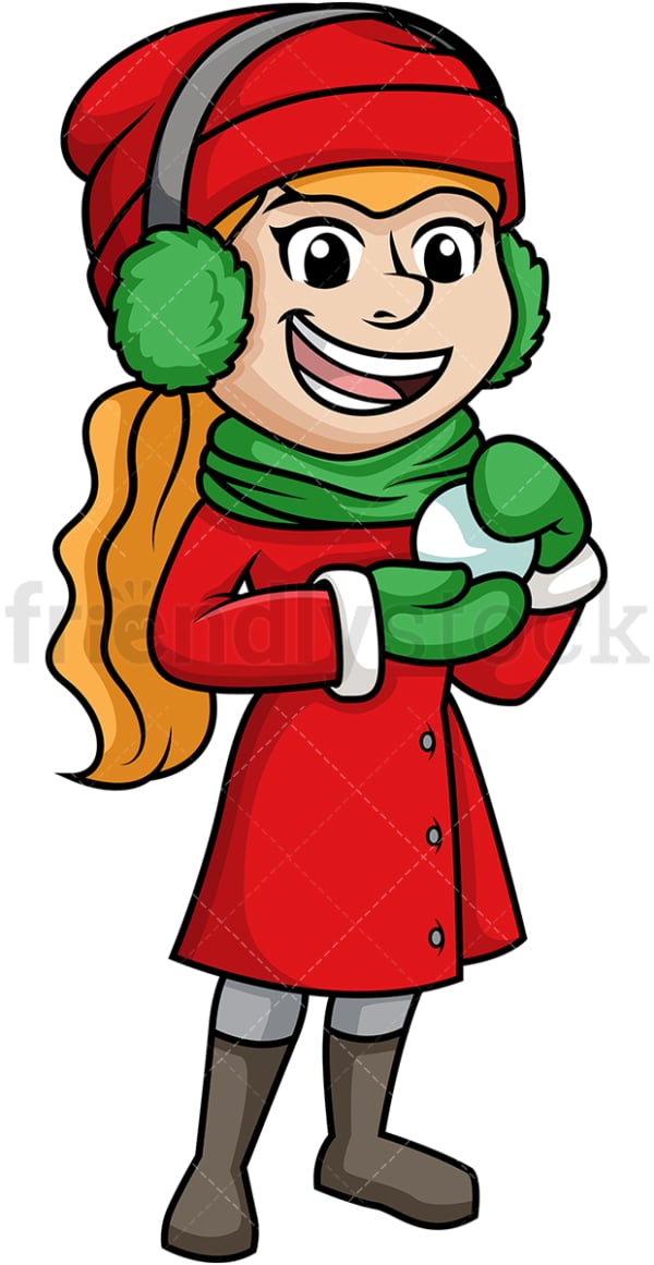 Woman On Snow Sled Cartoon Clipart Vector - FriendlyStock