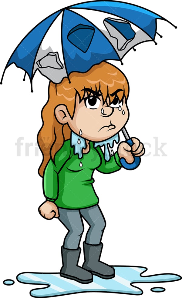 Wet Woman Standing In Pond Of Water Cartoon Clipart Vector - FriendlyStock