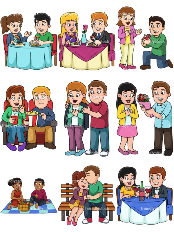 Man And Woman On A Date Cartoon Clipart Vector - FriendlyStock