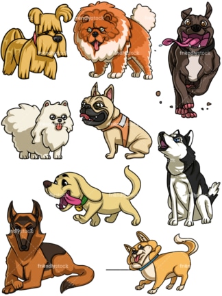 Dogs Collection Five Cartoon Vector Clipart - FriendlyStock