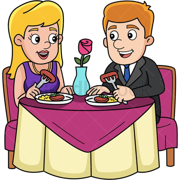 Couple Having Romantic Dinner At Home Cartoon Clipart Vector ...