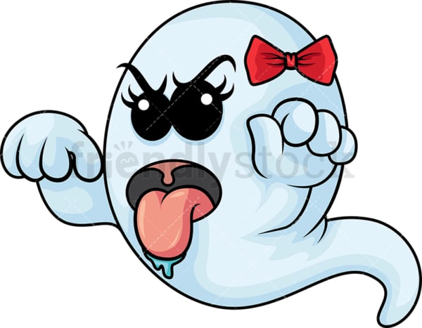 Happy Female Ghost Cartoon Clipart Vector - FriendlyStock