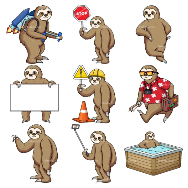 Sloth Pointing To The Side Cartoon Clipart Vector - FriendlyStock