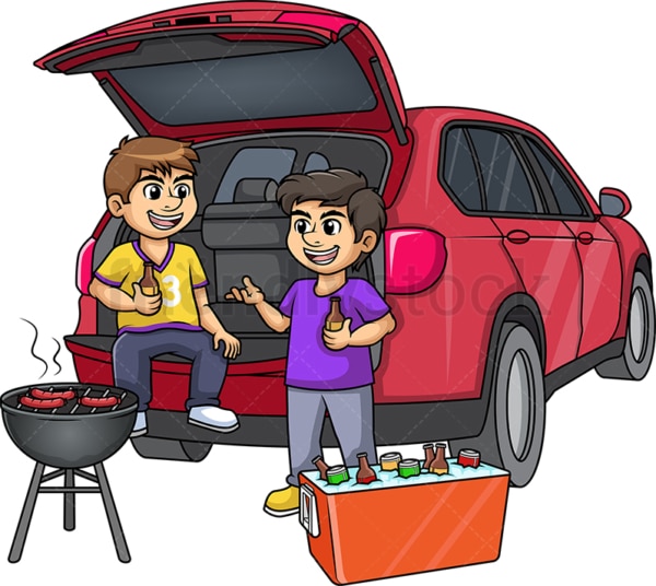 Sports Fans Tailgating Cartoon Clipart Vector - FriendlyStock