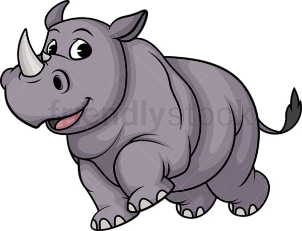 Scared Rhino Cartoon Clipart Vector - FriendlyStock