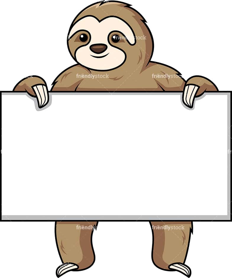 Sloth Holding Stop Sign Cartoon Clipart Vector - FriendlyStock