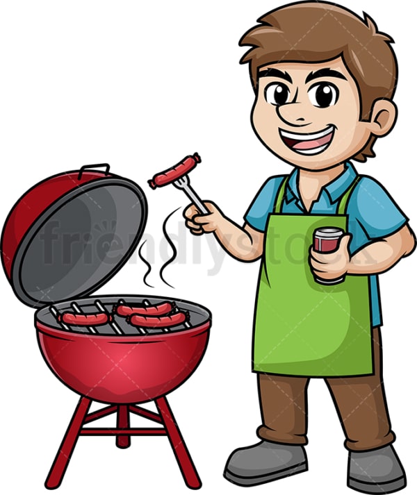 Man Cooking BBQ Cartoon Vector Clipart - FriendlyStock