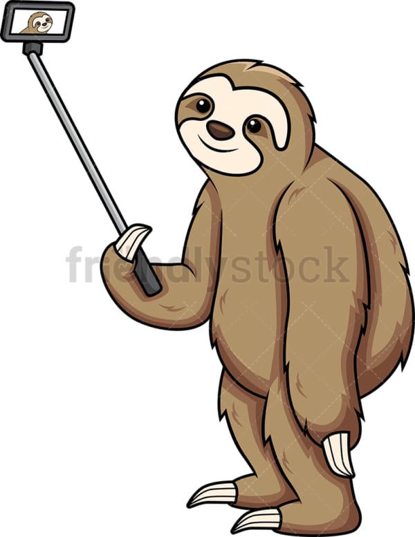 Sloth Holding Stop Sign Cartoon Clipart Vector - FriendlyStock