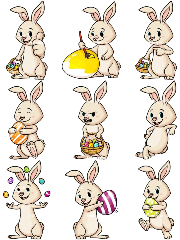 Easter Bunny Juggling Eggs Cartoon Clipart - FriendlyStock