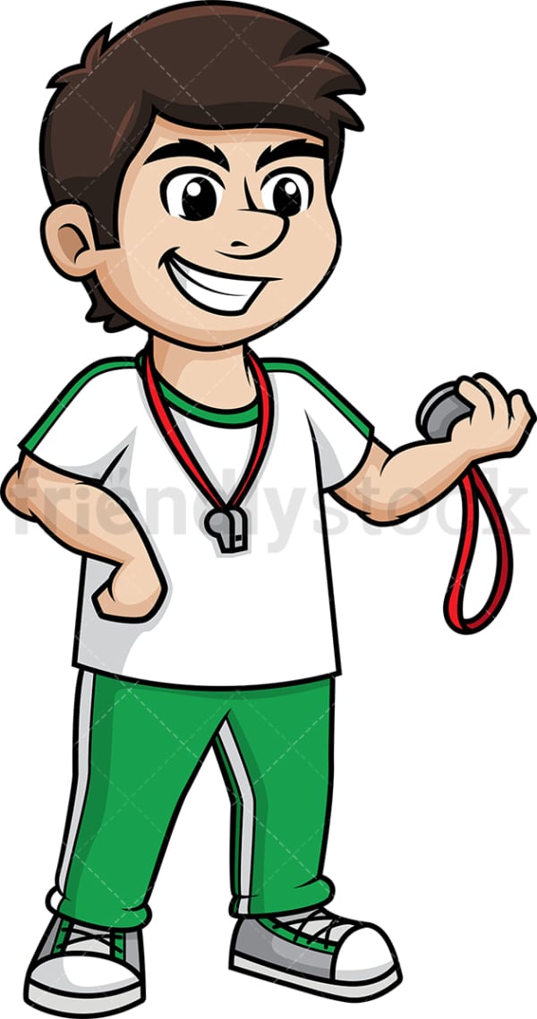 Male Gym Teacher Cartoon Clipart Vector - FriendlyStock