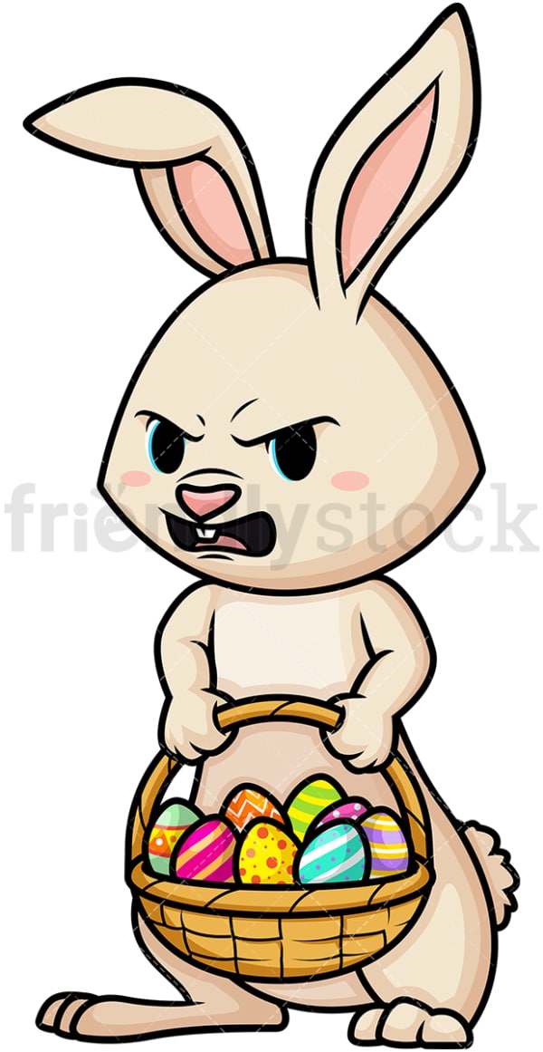 Easter Bunny Shaking Easter Egg Cartoon Clipart Vector - FriendlyStock