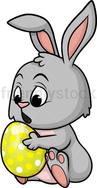 Shy Easter Bunny Cartoon Vector Clipart - FriendlyStock