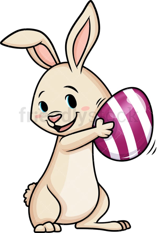 Easter Bunny Pointing Sideways Cartoon Clipart Vector - FriendlyStock