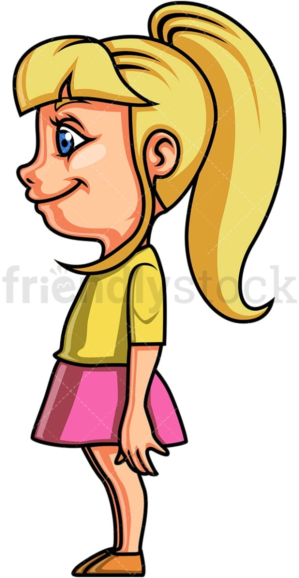Little Girl Side View Cartoon Clipart Vector - FriendlyStock