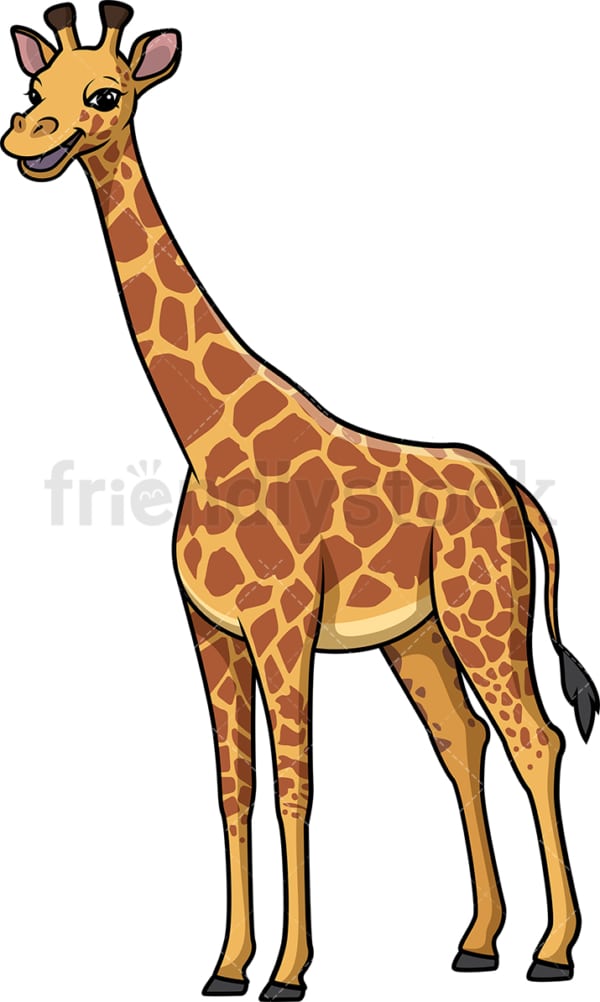 Giraffe Eating Leaves From Tree Cartoon Clipart Vector - FriendlyStock