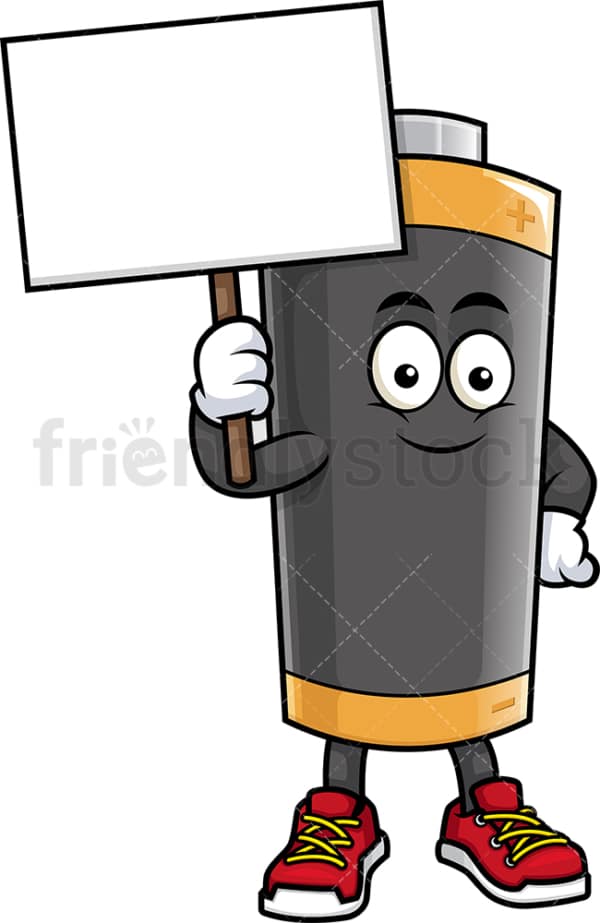 Battery Mascot Having An Idea Cartoon Clipart Vector - FriendlyStock