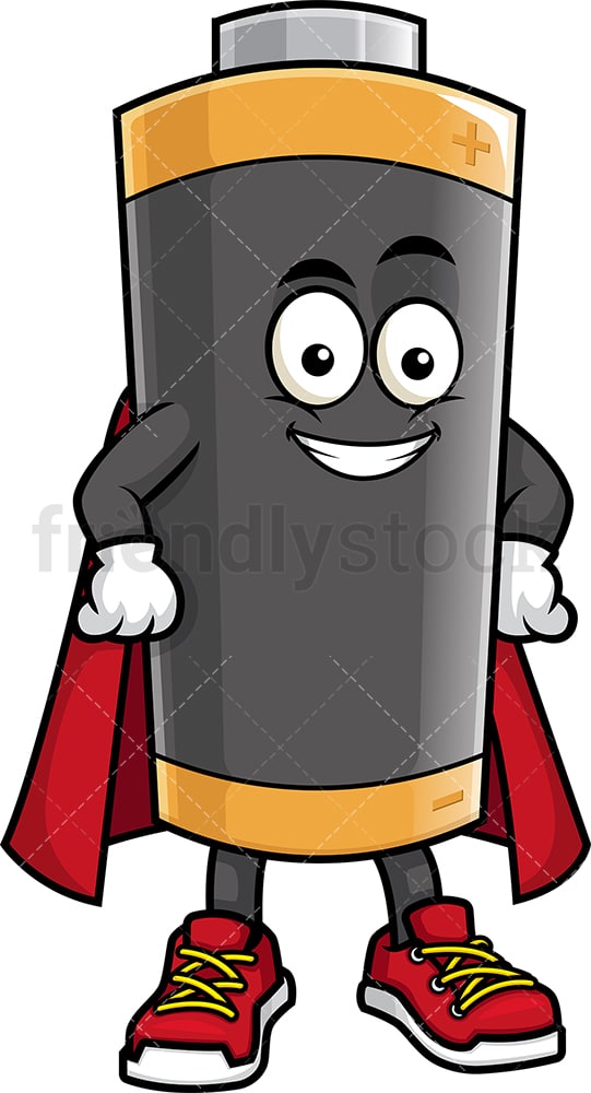 Dead Battery Cartoon Clipart Vector - FriendlyStock