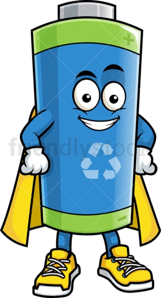 Eco-Friendly Battery Flexing Muscles Cartoon Clipart Vector - FriendlyStock