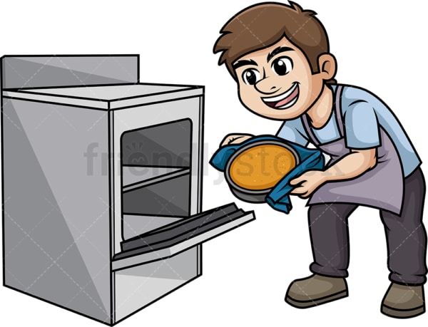 Bakery Man Baking Bread Cartoon Vector Clipart - FriendlyStock