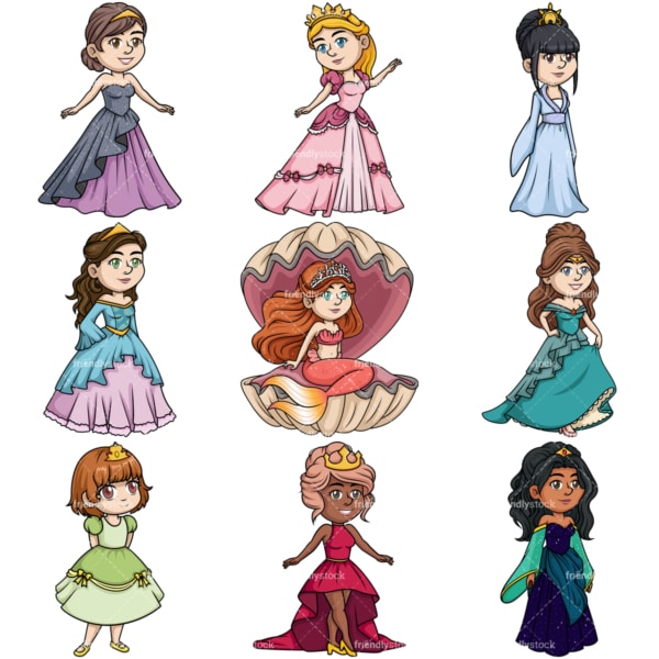 Pretty Princess Cartoon Clipart Vector - FriendlyStock