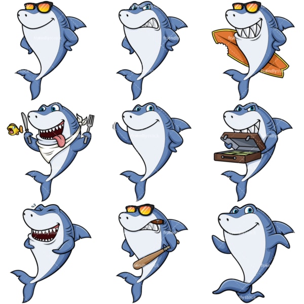 Cool Shark Cartoon Clipart Vector - FriendlyStock