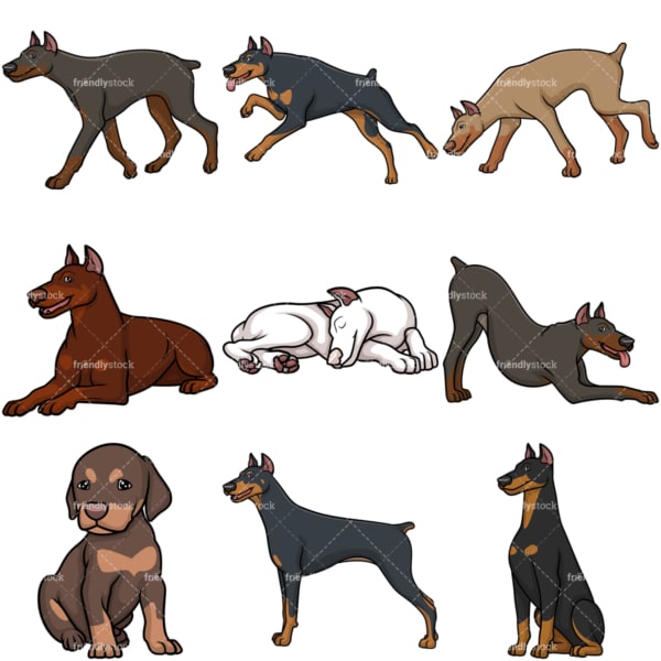 Female Red Doberman Lying Down Cartoon Clipart Vector - FriendlyStock