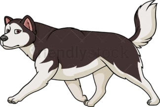 Alaskan Malamute Walking Cartoon Clipart Vector - FriendlyStock