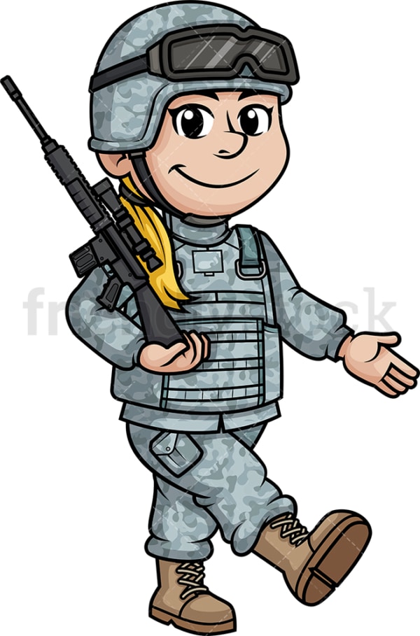 Sad Female Soldier Cartoon Vector Clipart - FriendlyStock
