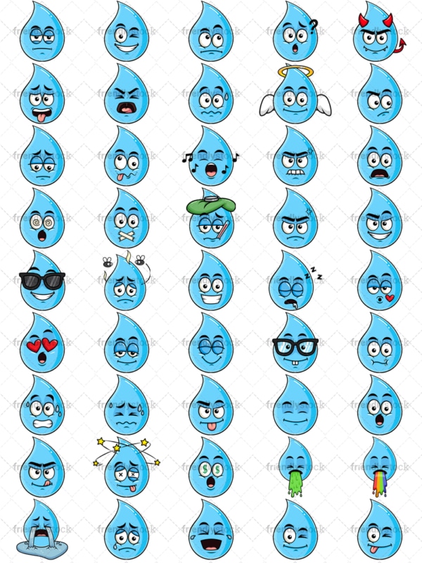 Surprised Raindrop Emoji Cartoon Clipart Vector - FriendlyStock