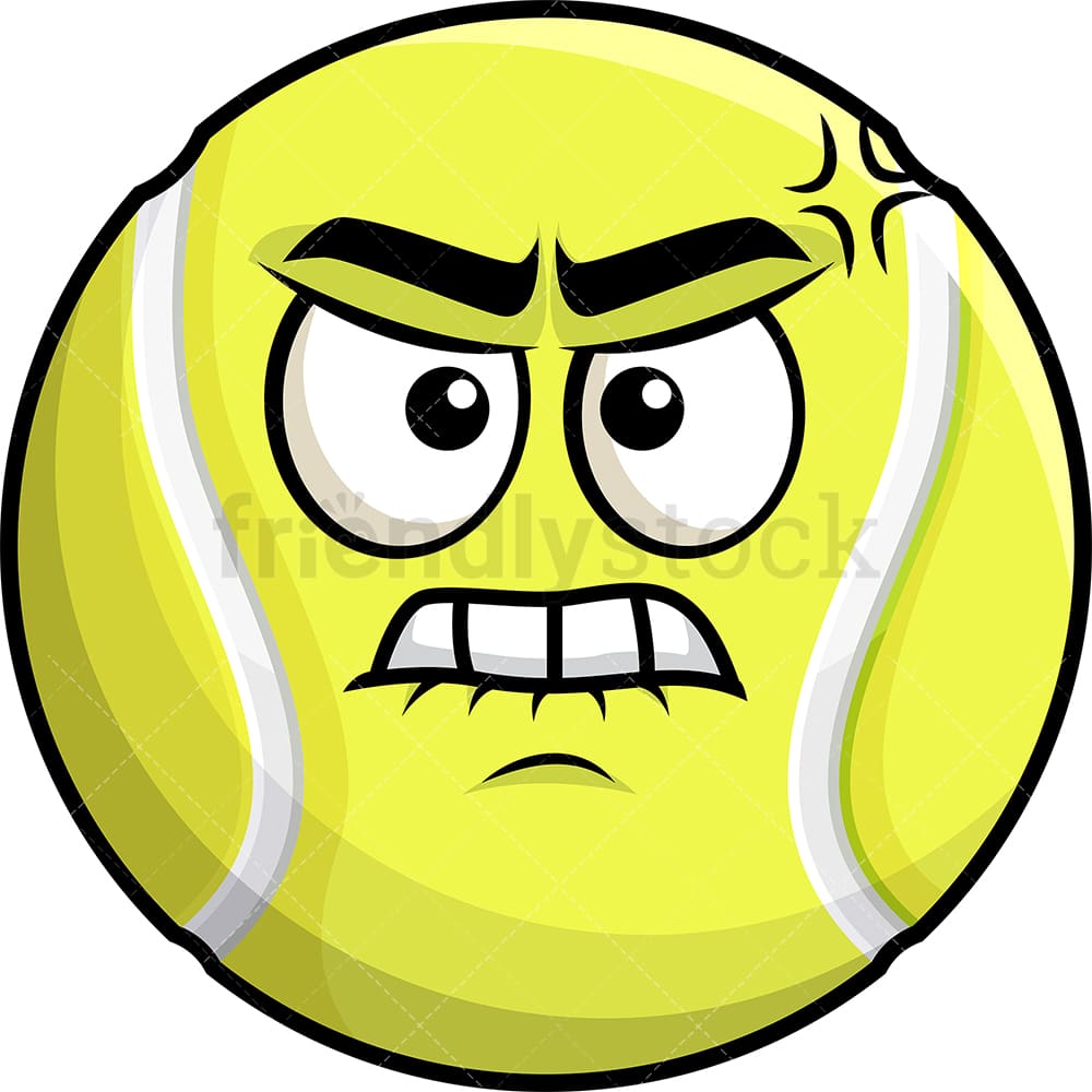 Shocked Tennis Ball Emoji Cartoon Clipart Vector - FriendlyStock