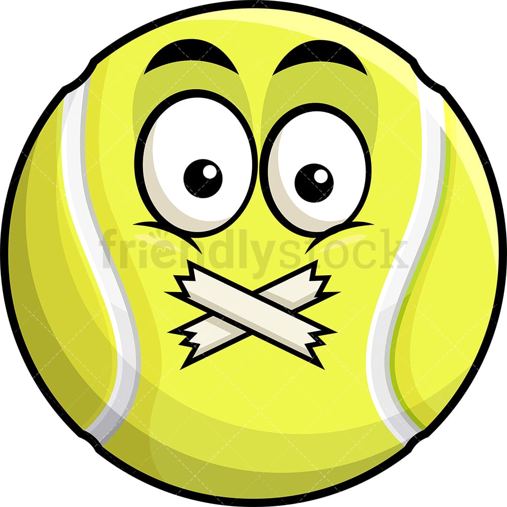Silenced Tennis Ball Emoji Cartoon Clipart Vector - FriendlyStock