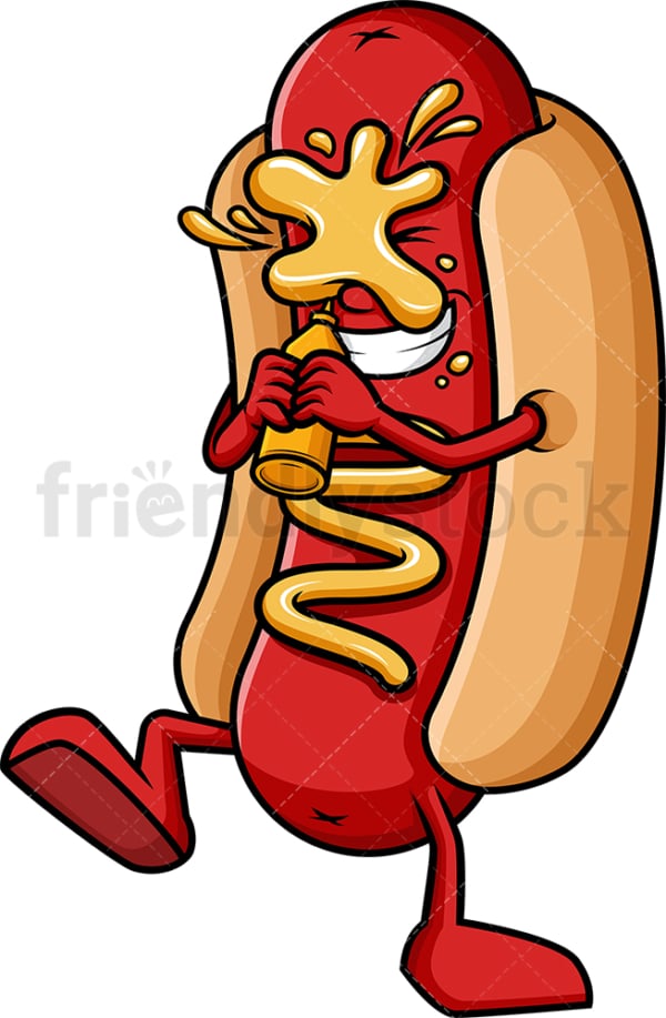 Hot Dog Cooking On The Grill Cartoon Clipart Vector - FriendlyStock