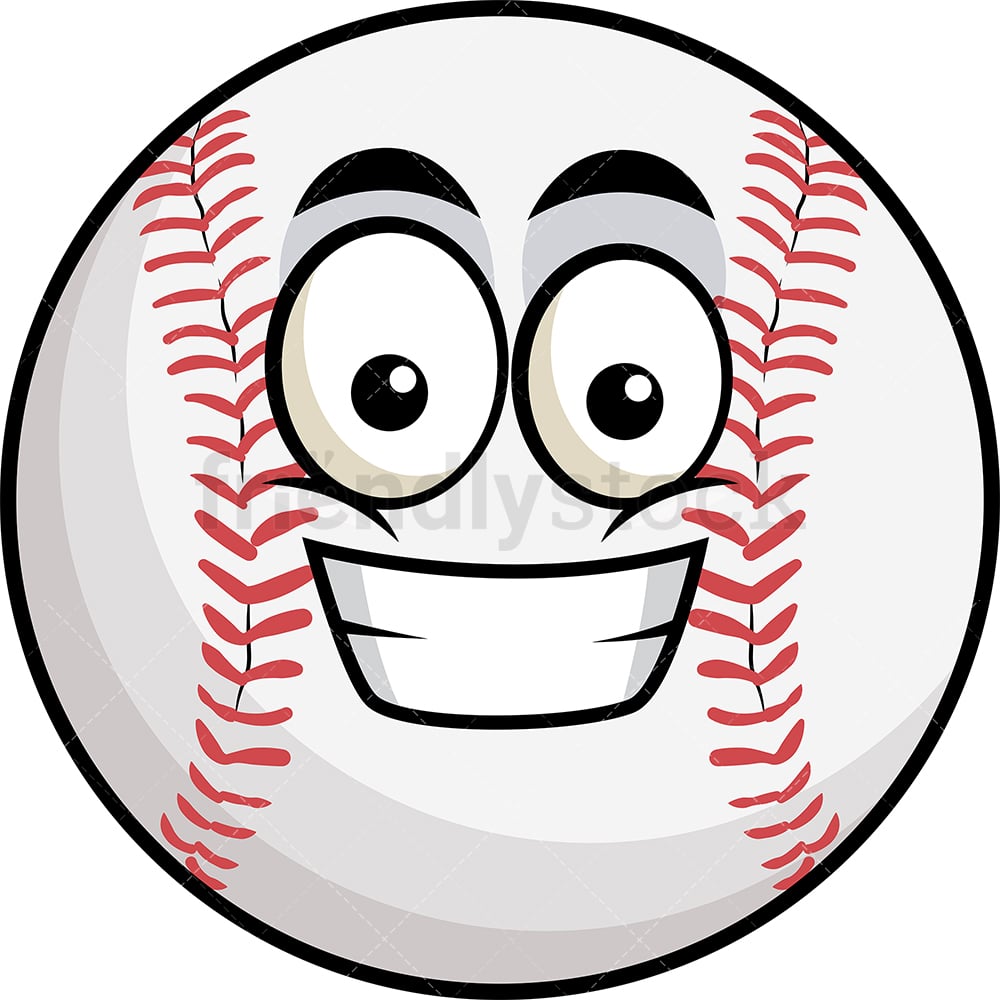 Goofy Crazy Eyes Baseball Emoji Cartoon Vector Clipart - FriendlyStock