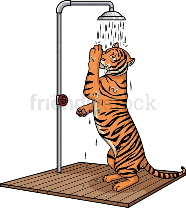 Animals Taking A Shower Cartoon Vector Clipart - FriendlyStock