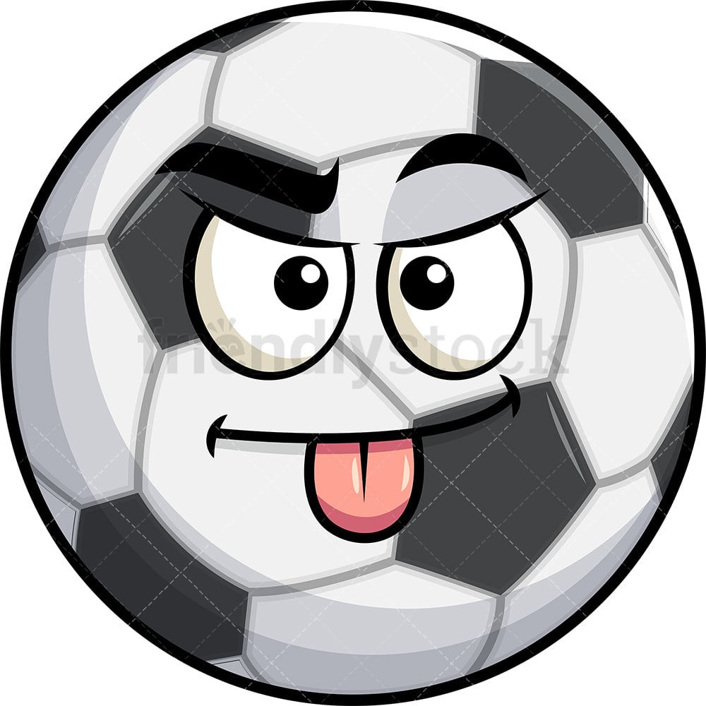 Chewing Soccer Ball Emoji Cartoon Clipart Vector - FriendlyStock