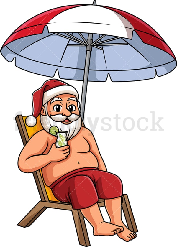 Summer Santa Claus On Inflatable Float Cartoon Clipart Vector ...