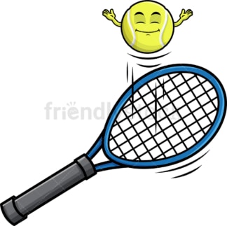 Tennis Ball Hopping On Racket Emoji Cartoon Clipart Vector - FriendlyStock