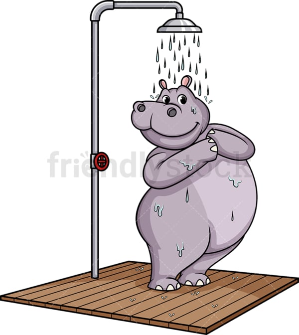 Animals Taking A Shower Cartoon Vector Clipart - FriendlyStock