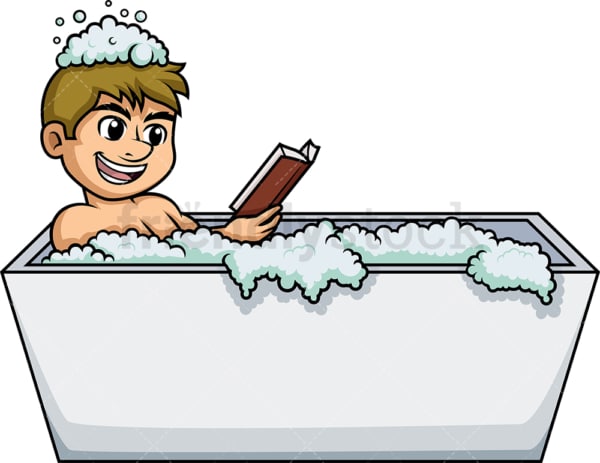 Caucasian Man In Bathtub Cartoon Clipart Vector - FriendlyStock