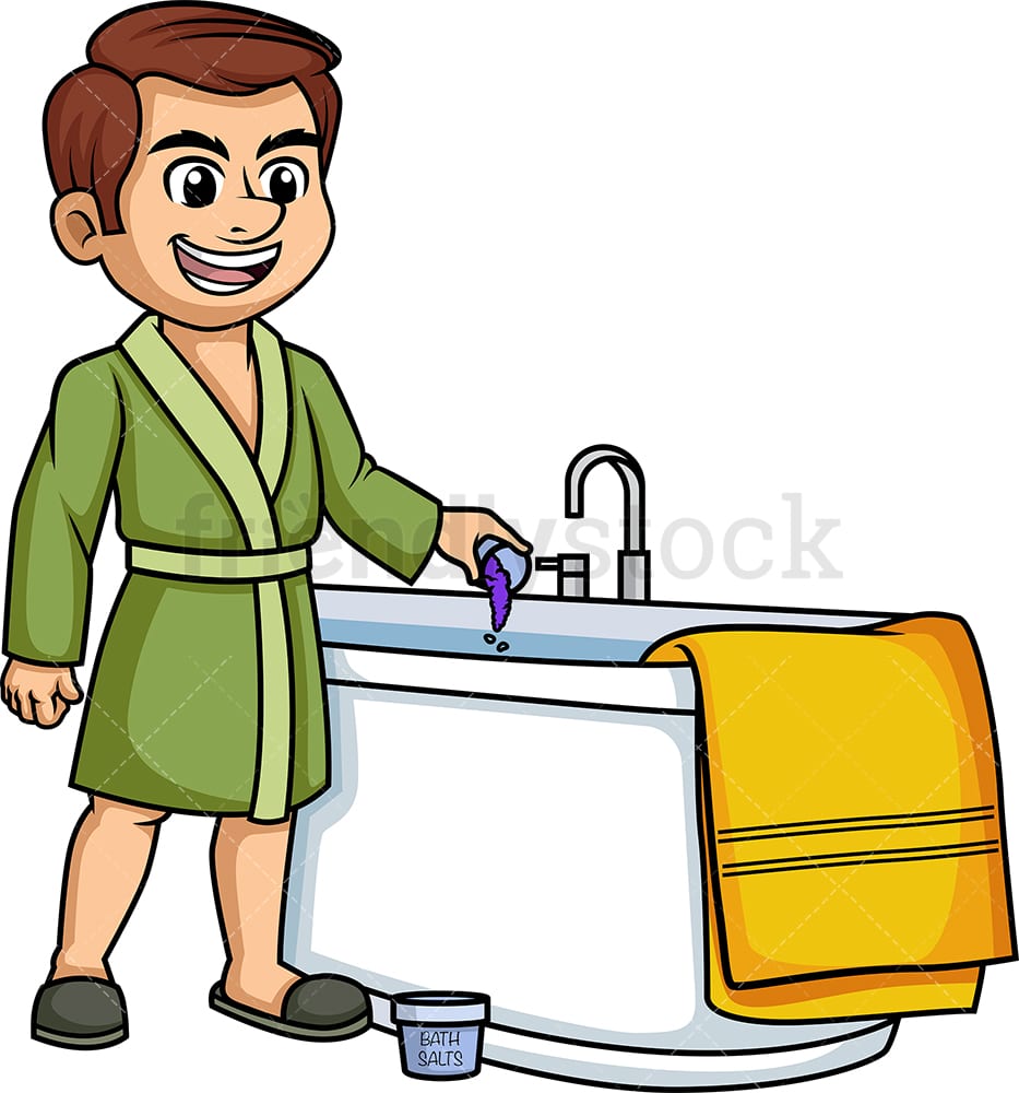 Caucasian Man Washing His Hair Cartoon Clipart Vector - FriendlyStock