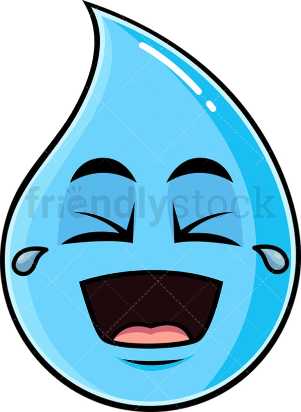 Happy Looking Raindrop Emoji Cartoon Clipart Vector - FriendlyStock