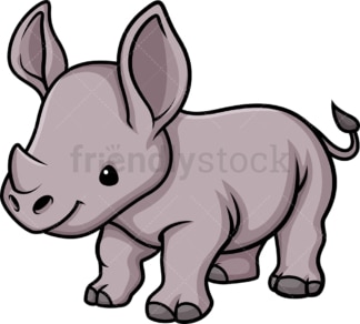 Chibi Kawaii Rhino Clipart Cartoon Vector - FriendlyStock