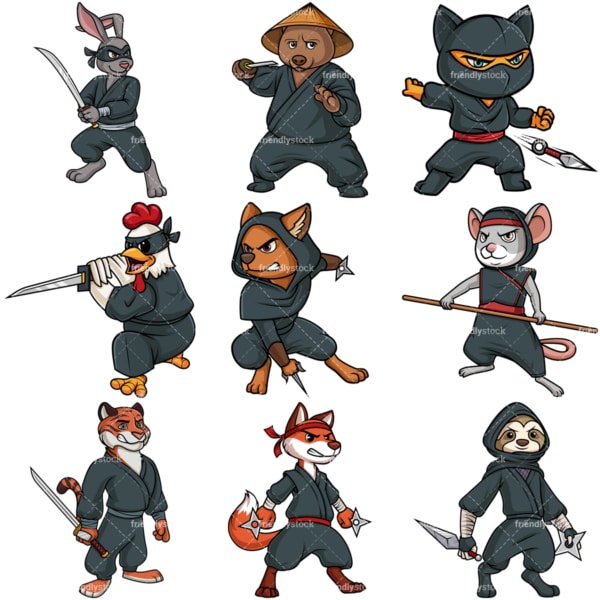 Ninja Bunny Cartoon Clipart Vector - FriendlyStock