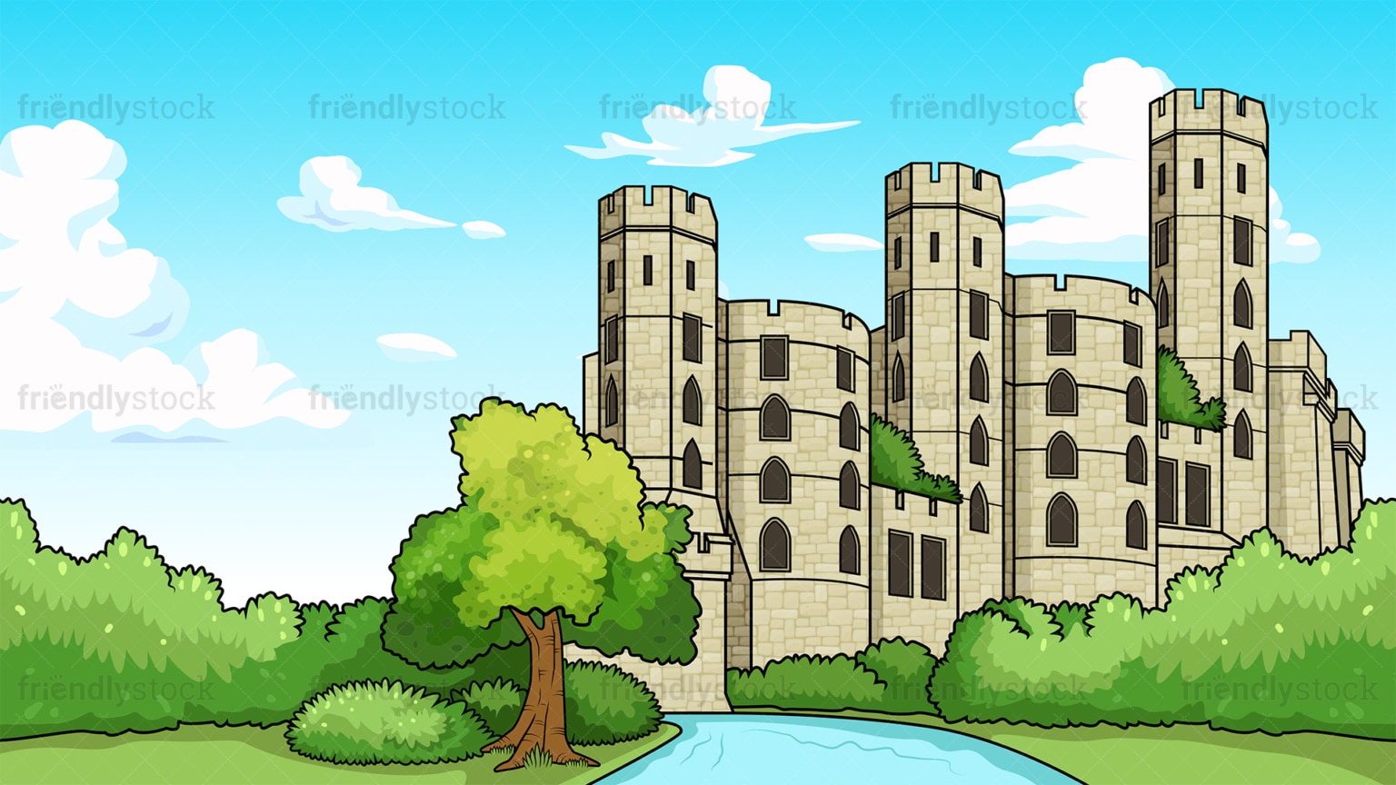 Medieval Fort Background Cartoon Vector Clipart - FriendlyStock