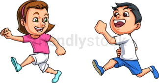 Kids Chasing Each Other Cartoon Vector Clipart - FriendlyStock
