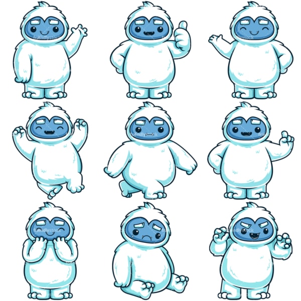 Cute Yeti Monster Presenting Cartoon Clipart Vector - FriendlyStock