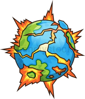 Exploding Earth Cartoon Vector Clipart - FriendlyStock