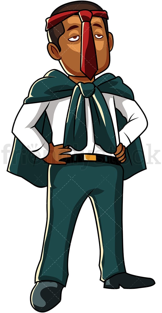 Bored Black Man Killing Time Cartoon Vector Clipart - FriendlyStock