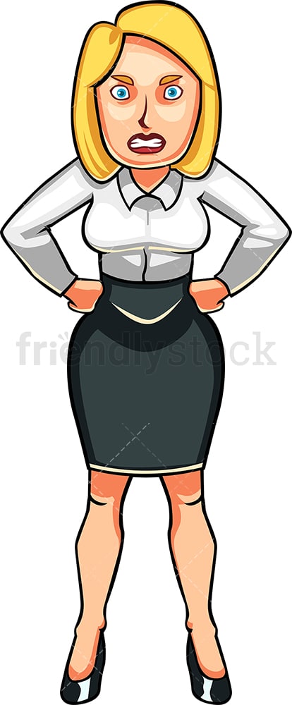 Very Angry Business Woman Cartoon Vector Clipart - FriendlyStock