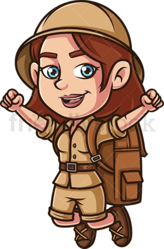 Woman Explorer Using Binoculars Cartoon Clipart Vector - FriendlyStock